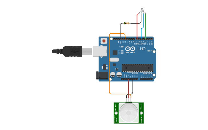 Circuit design ARDUINO SENSOR GERAK | Tinkercad