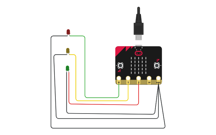 Circuit design Semaforo microbit sencillo - Tinkercad