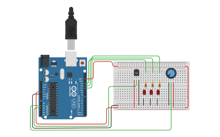 Circuit design Micro Project with Embedded C Code | Tinkercad
