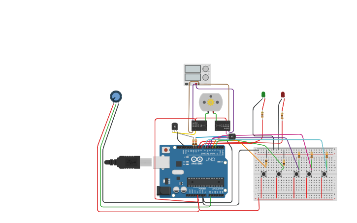 Circuit design Sensor de chuva automatico e manual Thiago Camargo Pereira - Tinkercad