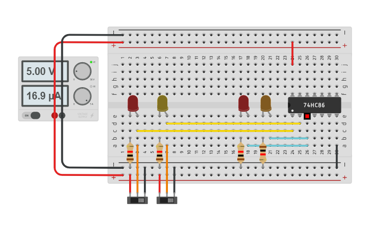 Circuit design XOR 7486 | Tinkercad