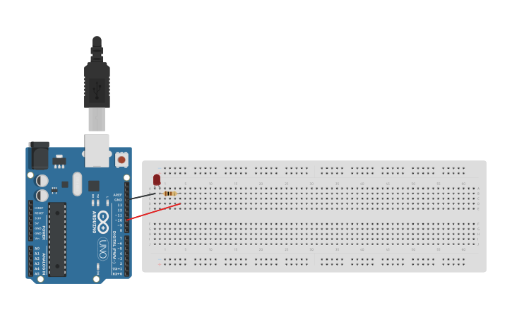 Circuit design PROJECT 1 - LED FLASHER - Tinkercad