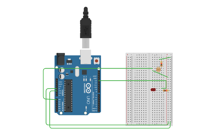 Circuit design 10. photo resistor | Tinkercad