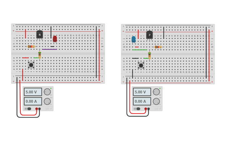 Circuit design NPN and PNP Transistor - Tinkercad Circuit design NPN and PNP Transistor - Tinkercad