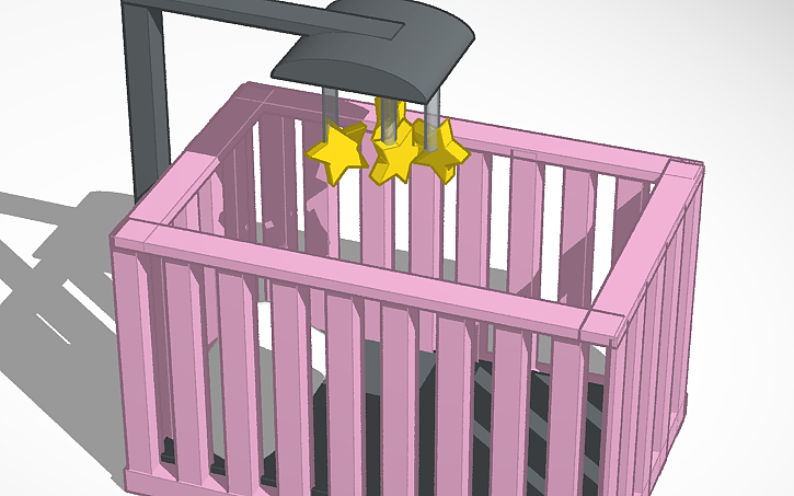 3D design Baby crib pink - Tinkercad