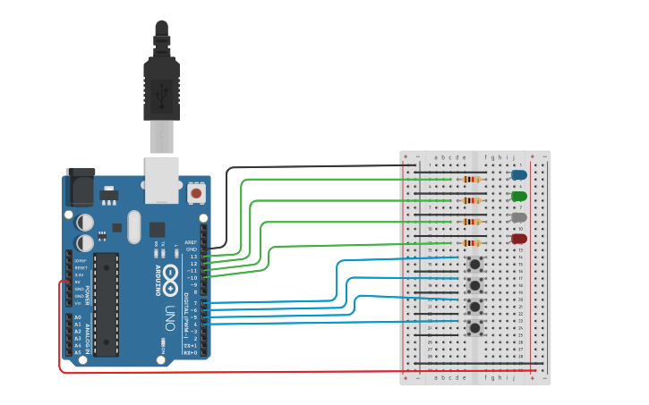 Circuit design Washing Machine - Tinkercad