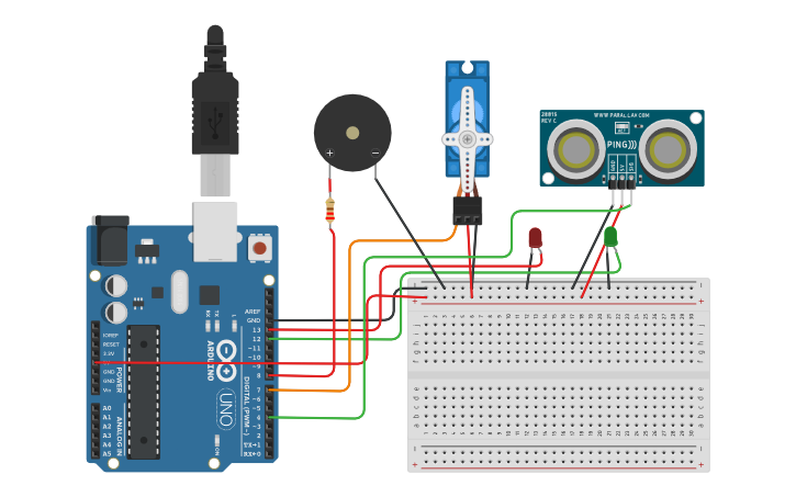 Circuit design Controle de cancela com arduino - Tinkercad