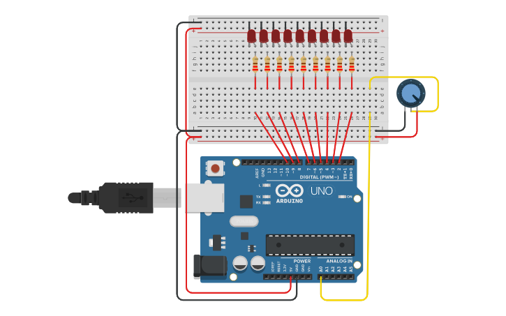 Circuit design LED BAR GRAPH - Tinkercad