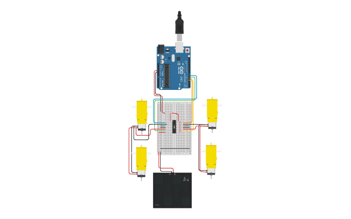 Circuit design 4WD BLUETOOTH CONTROL - Tinkercad