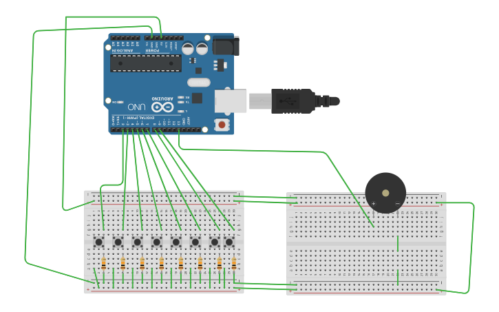 Circuit design TECLADO MUSICAL - Tinkercad