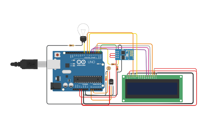 Circuit design Lampu Otomatis Menggunakan LDR - Tinkercad Circuit design Lampu Otomatis Menggunakan LDR - Tinkercad