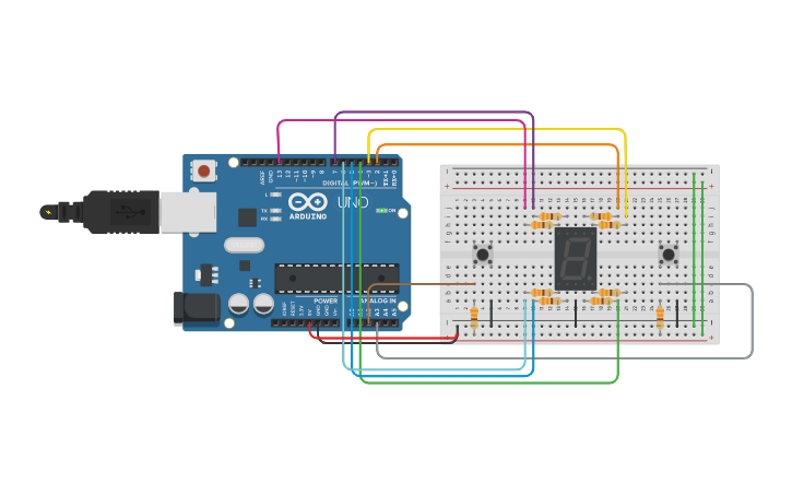Circuit design 7-segment - Tinkercad