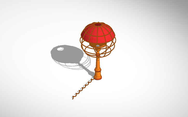 3D design Table lamp with red paper shade | Tinkercad