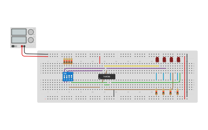 Circuit design gray to binary code converter - Tinkercad