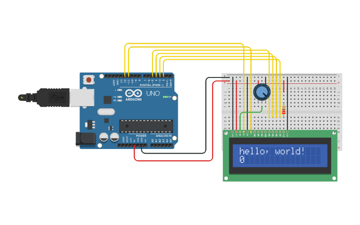 Circuit design Arduino LCD Display - Tinkercad