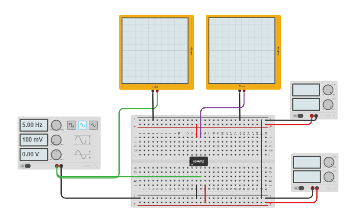 Circuit design Experimento III - Amp-Op Open Loop - Tinkercad