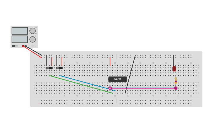 Circuit design NOR gate - Tinkercad