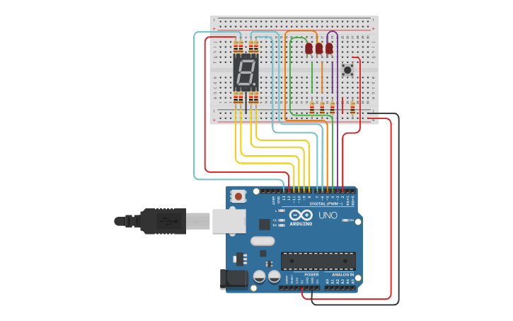 Circuit design 7segment+switch - Tinkercad