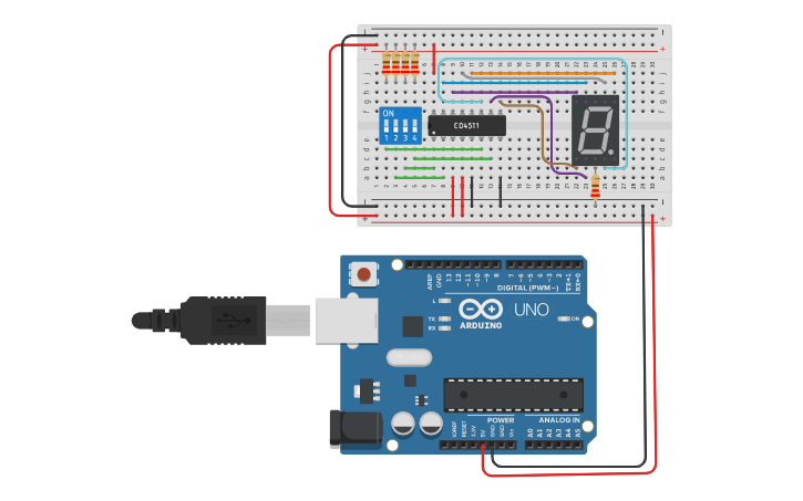 Circuit design KevinEricoP_1103193116_7 segment Decoder_Modul2 - Tinkercad