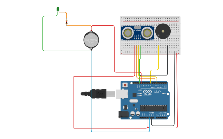 Circuit design Blind detection system - Tinkercad