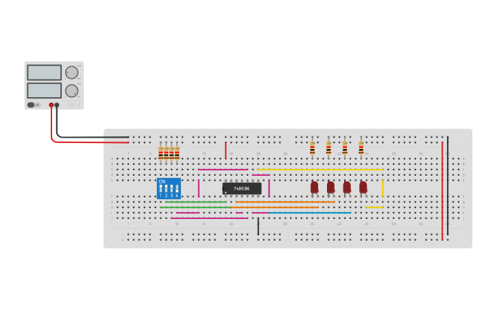 Circuit design Gray to Binary Code Converter | Tinkercad