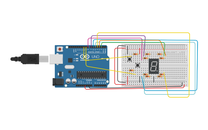 Circuit design 7 seg - Tinkercad