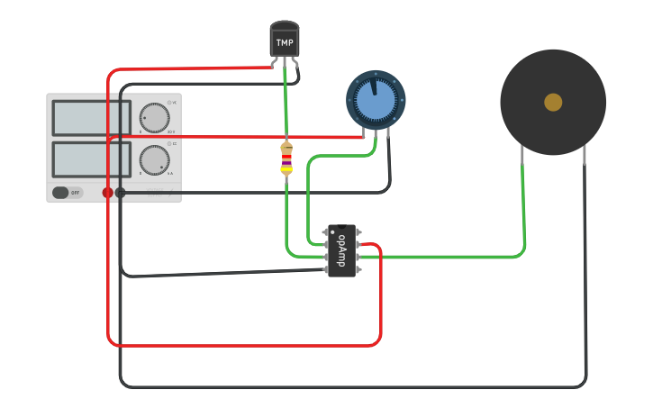 Circuit design Fire alarm - Tinkercad