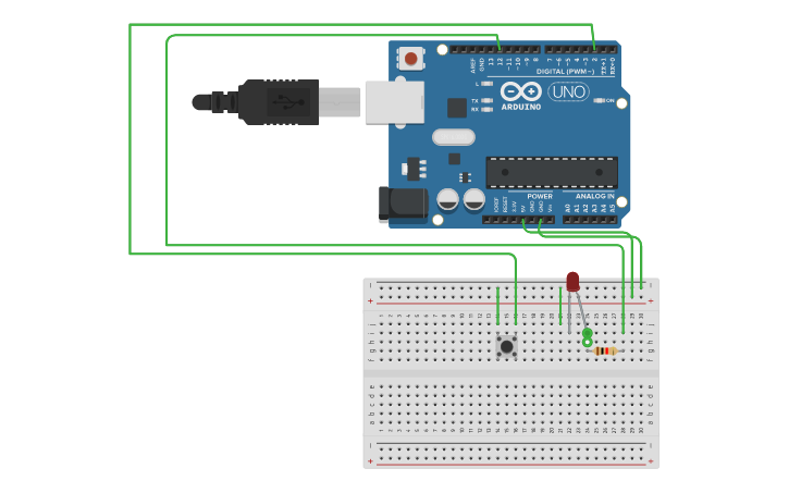 Circuit design pulsador y led con arduino - Tinkercad