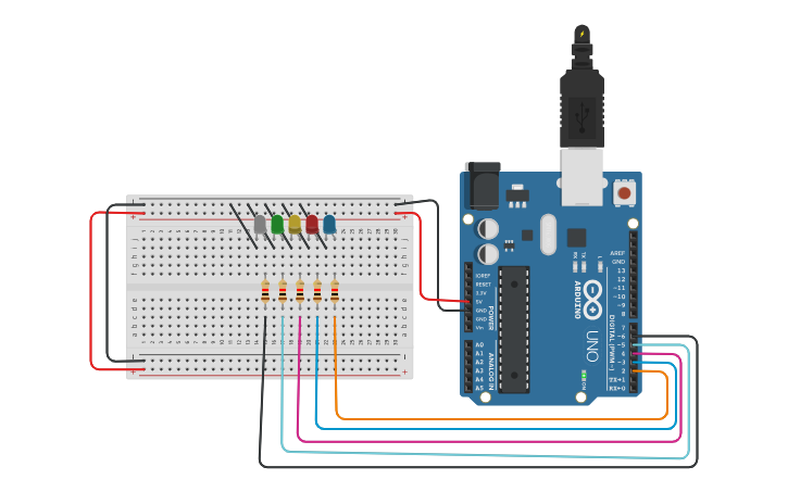 Circuit design LEDS - Tinkercad