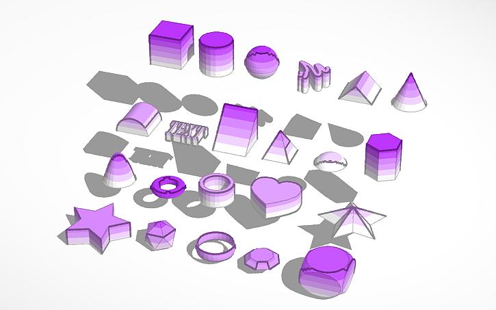 3D design all the basic shapes in gradient - Tinkercad