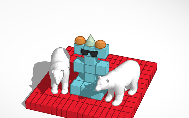 3D design Polar Bears Protecting A Cool Block | Tinkercad