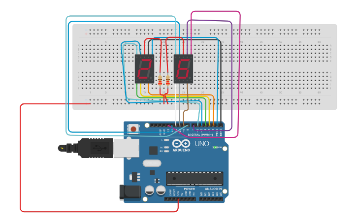 Circuit design Number in class with SSD - Tinkercad