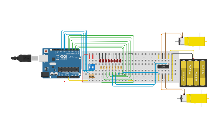 Circuit design SE Practica Entradas y Salidas Digitales - Tinkercad