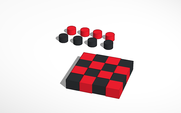 3D design mini checkers and checkerboard - Tinkercad