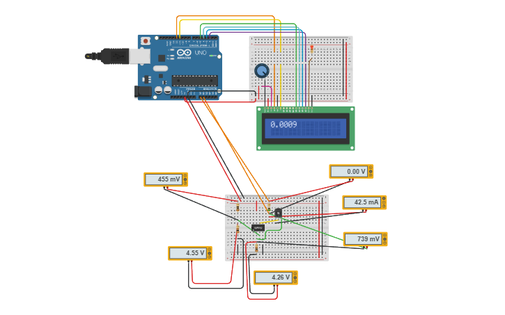 Circuit design Simulation montage Ohmètre - Tinkercad
