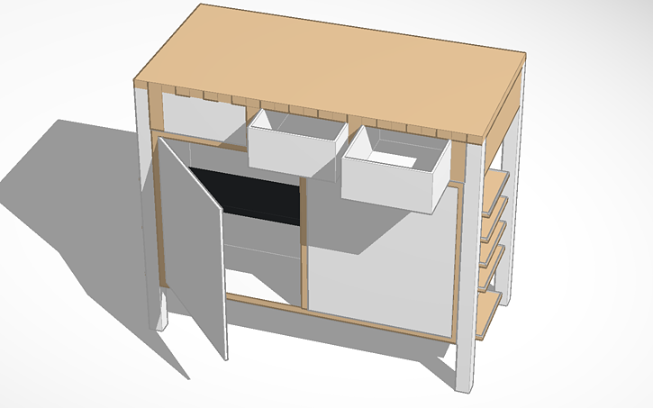 3D design Kitchen Island 1:8 scale - Tinkercad