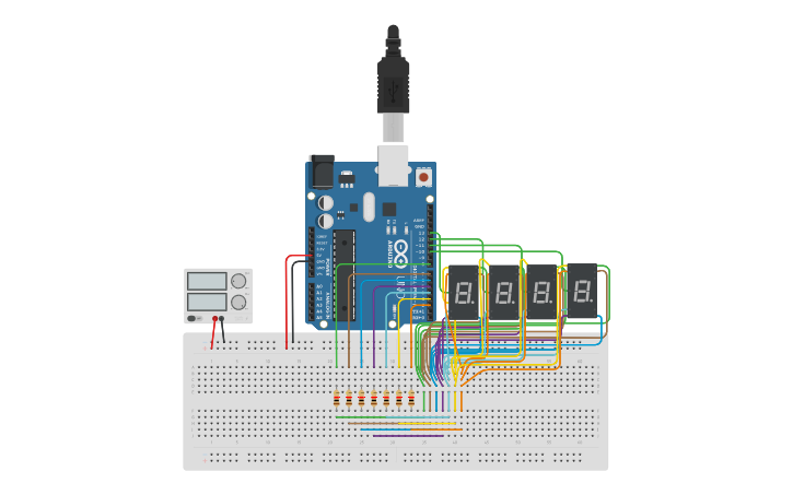 Circuit design 7 seg - Tinkercad