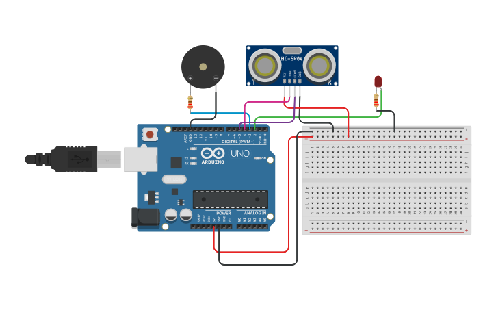 Circuit design Sensor de Carro - Tinkercad