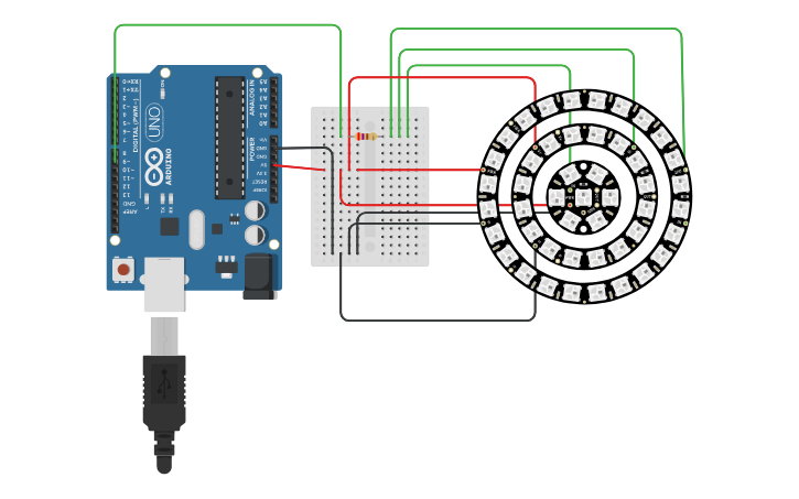 Circuit design neopixel - Tinkercad