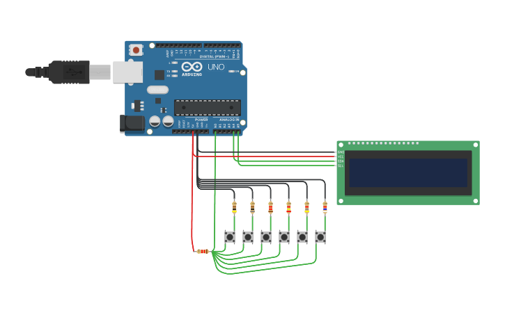 Circuit Design Button Inputs Via Parallel Resistor Ladder Tinkercad