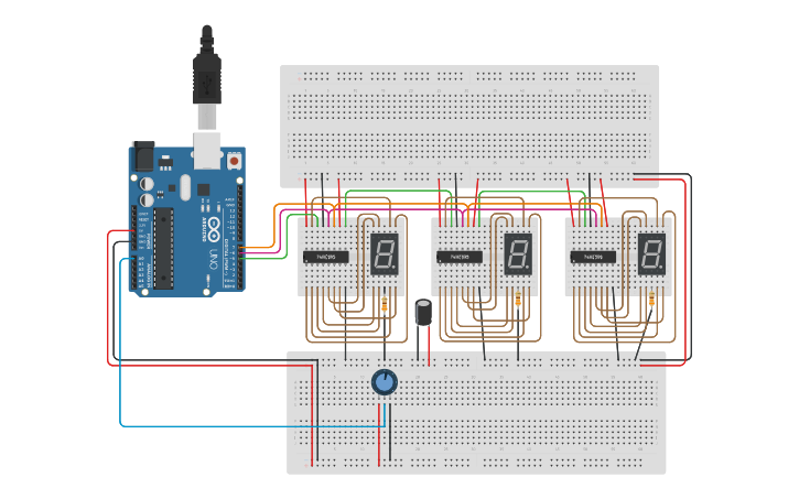 Circuit design Arduino multiple shift register - Tinkercad Circuit design Arduino multiple shift register - Tinkercad