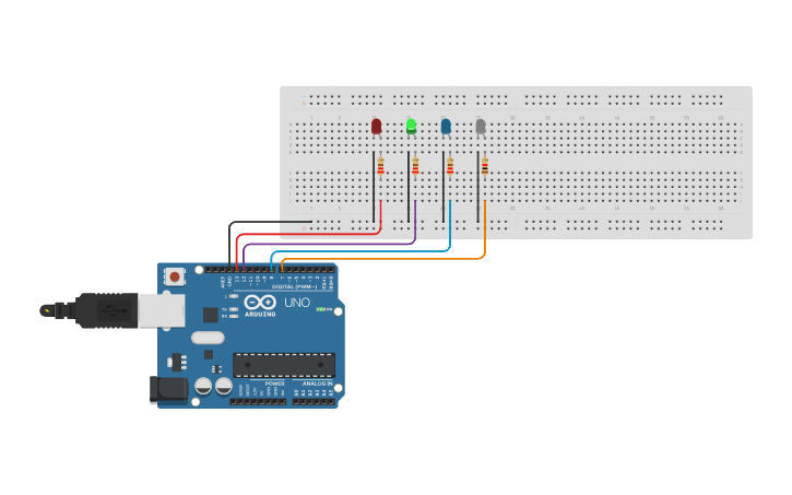 Circuit Design Encender Led Secuencialmente Tinkercad