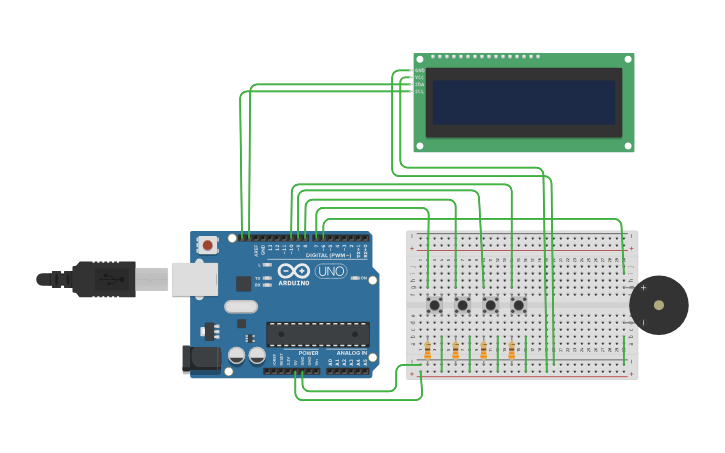 Circuit design Menu con IC2 - Tinkercad