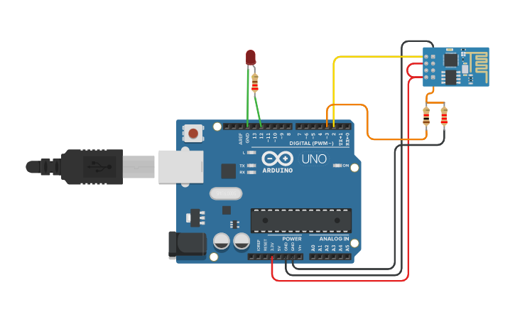 Circuit Design Copy Of Turn On Led With Esp8266 And Arduino Tinkercad