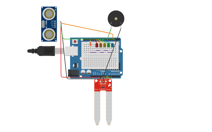 Circuit Design Riego Automático Arduino Tinkercad
