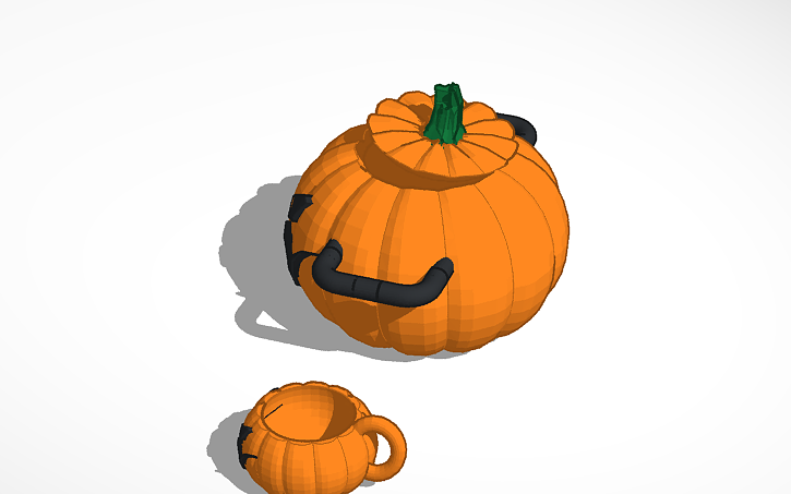 3D design Pumpkin Pot and Mug - Tinkercad