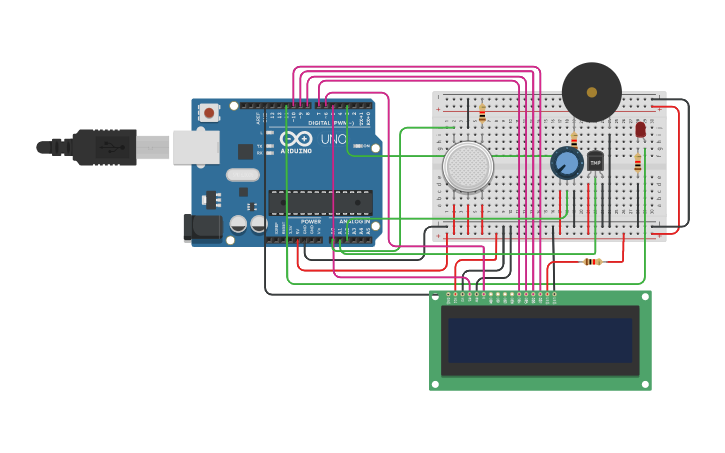Circuit design air pollution system - Tinkercad