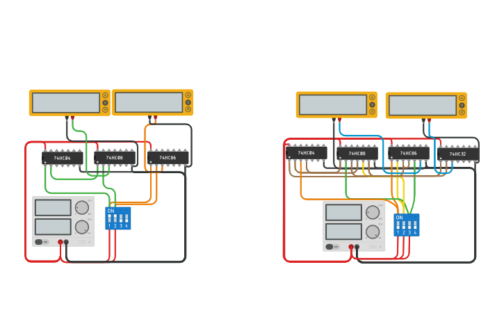 Circuit design Half Subtractor and full Subtractor - Tinkercad