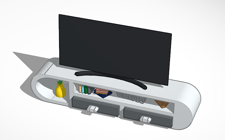 3D design TV con mueble - Tinkercad
