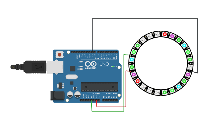 Circuit design neopixel led pattern - Tinkercad